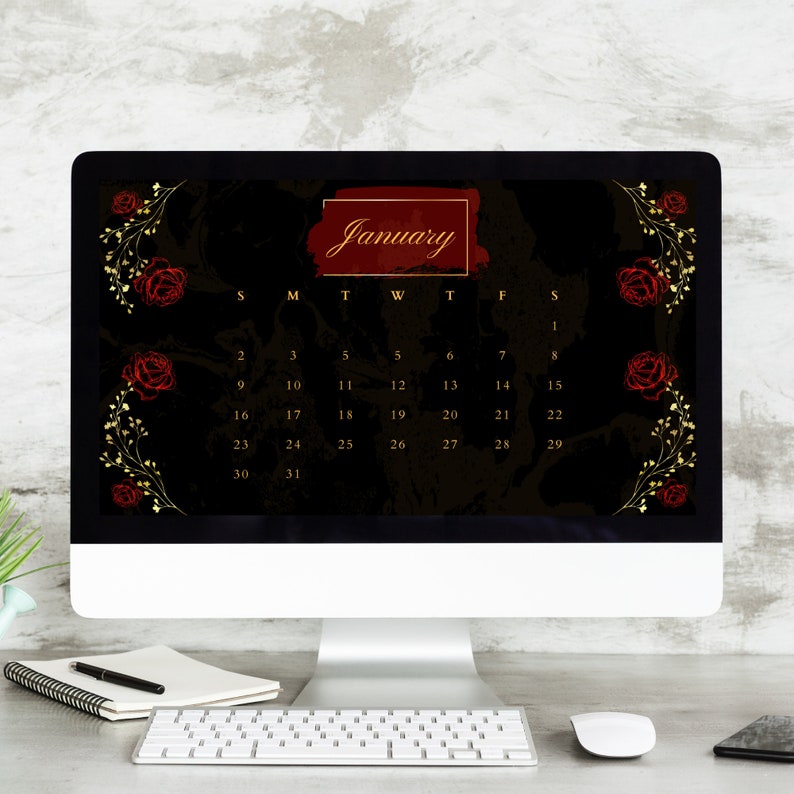 Rose & Gold Calendar DIGITAL Printable Calendar - Etsy