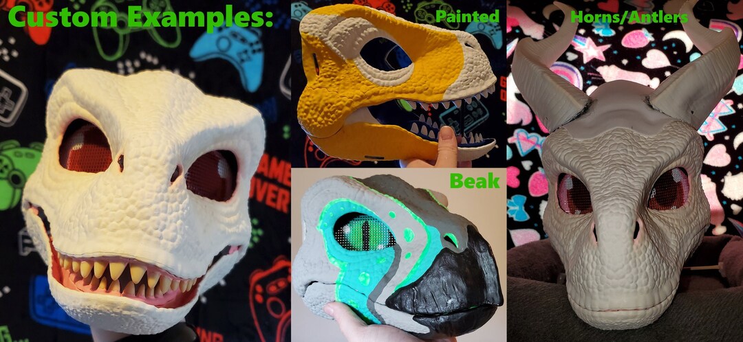 Custom Painted Dino Masks - Etsy Australia