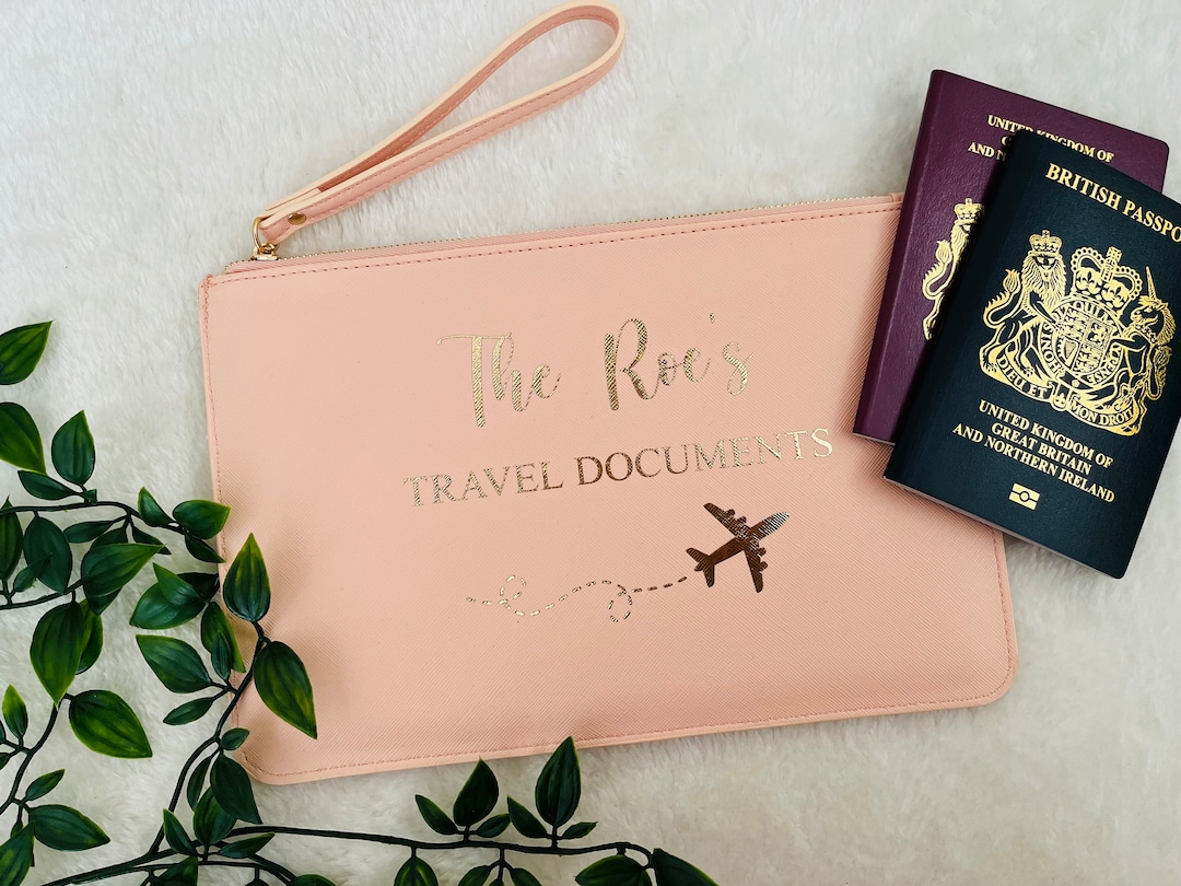 Personalised Travel Document Wallet, Passport Holder, Travel Organiser ...