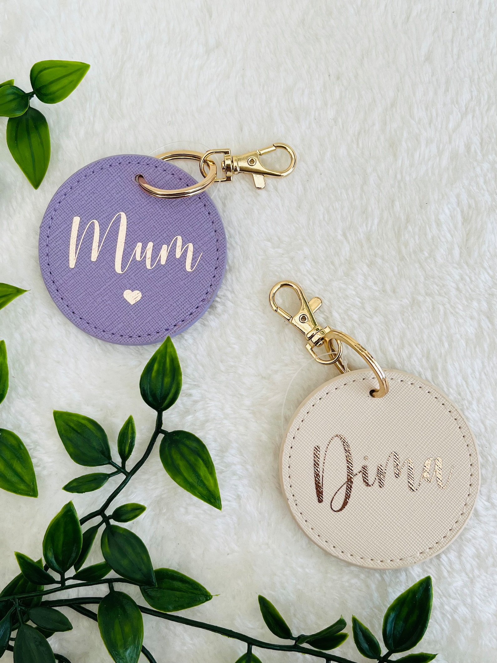 Personalised Round Keyring, Customised Circle Initial Keyring, Faux ...