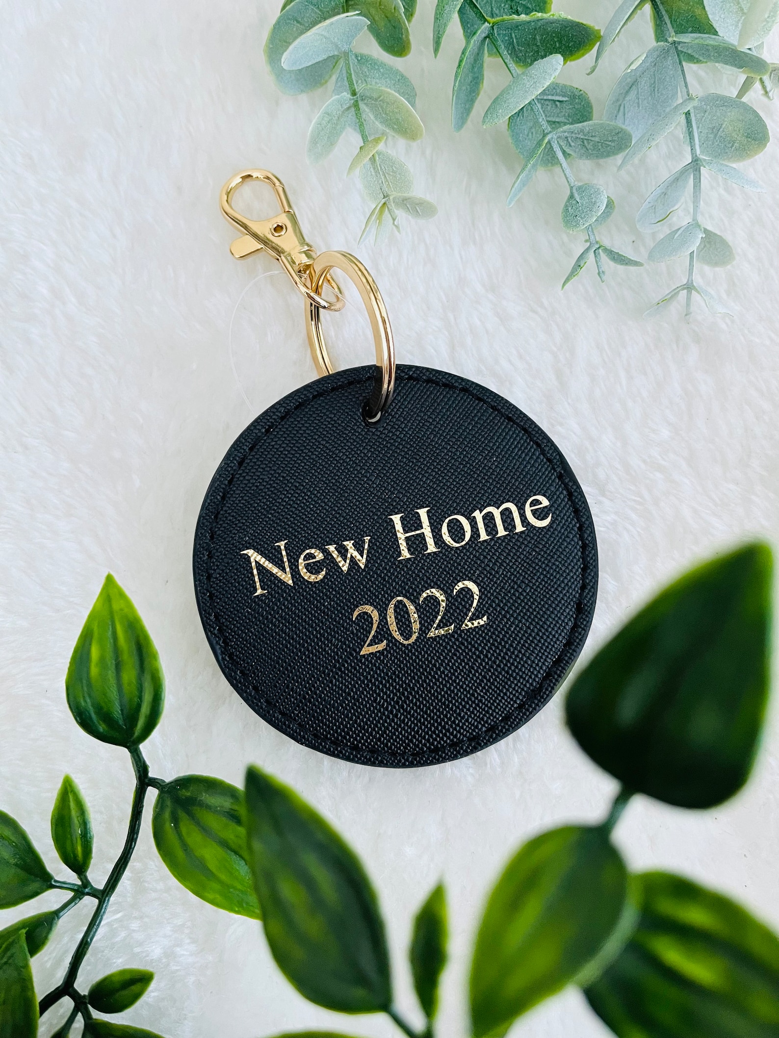 Personalised Round Keyring, Customised Circle Initial Keyring, Faux ...