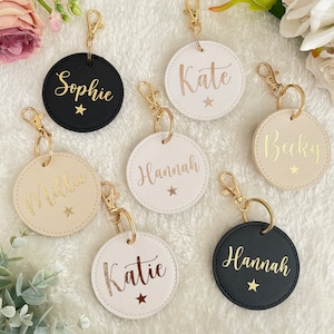 Personalised Round Keyring, Customised Circle Initial Keyring, Faux ...