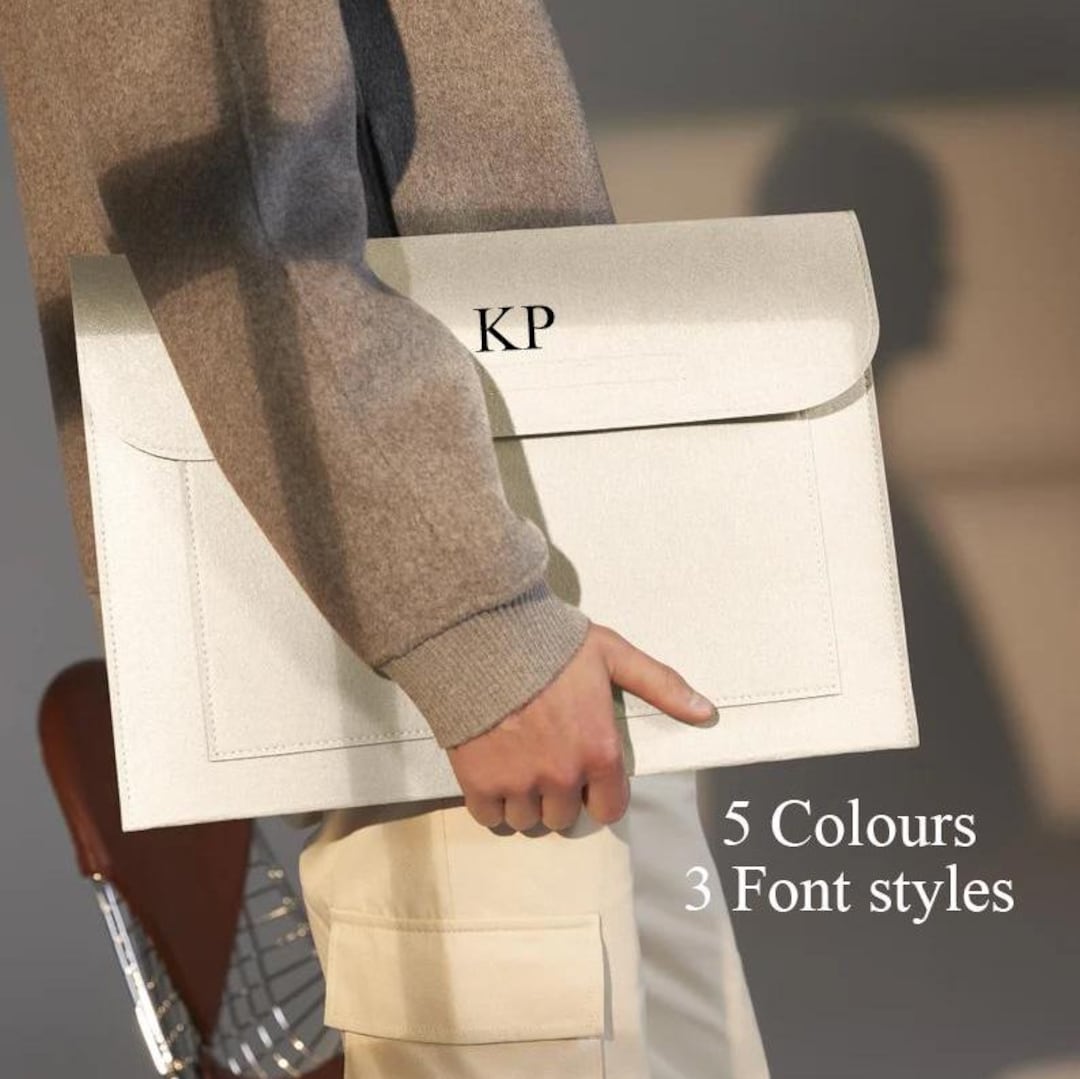 Personalised Monogram Felt Document Holder, Laptop Case, Paper ...
