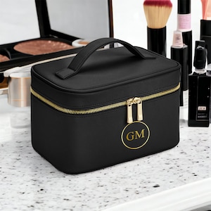 Personalised Vanity Makeup Case, Monogram Initial Cosmetic Bag ...