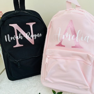 Personalised Name Glitter Initial Backpack- Girls Boys Kids Children ...