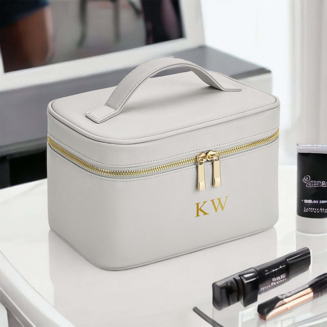 Personalised Vanity Makeup Case, Monogram Initial Cosmetic Bag ...