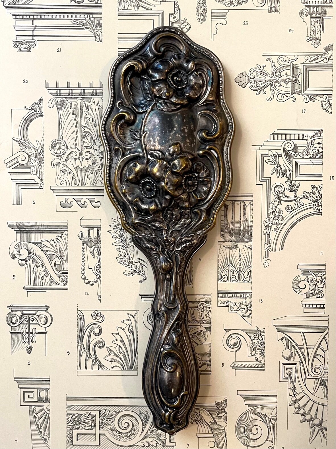 Antique Hand Mirror Drawing