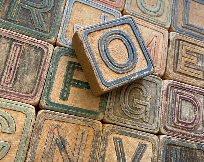 Vintage ABC Building Blocks Lot of 17 - Etsy