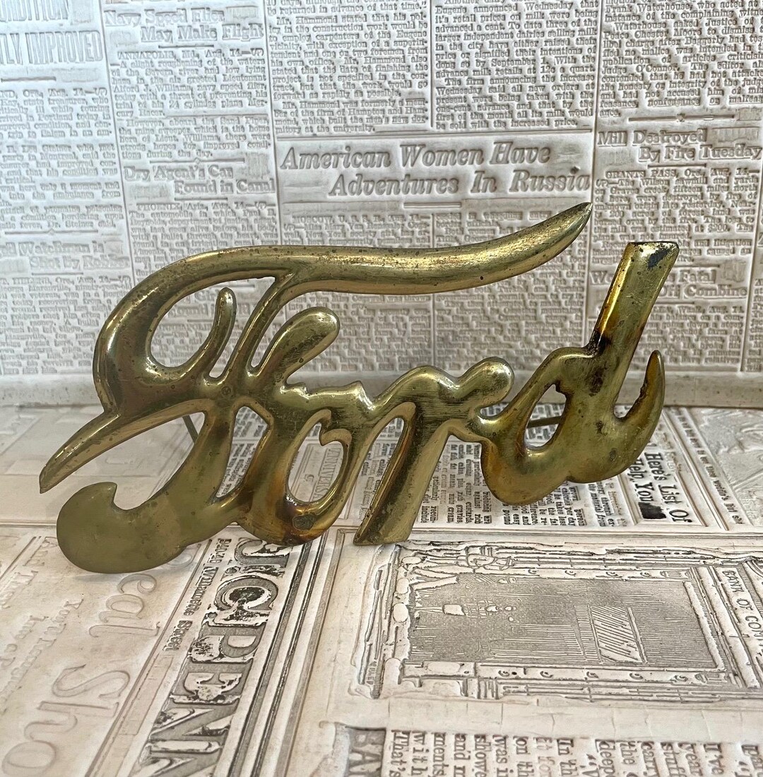 Vintage Ford Brass Script Car Emblem - Etsy