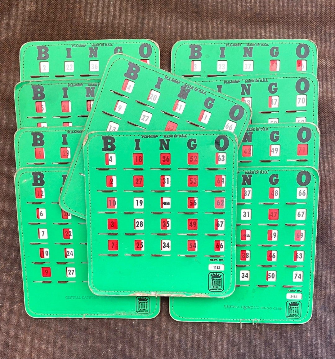 Vintage Green Bingo Hall Cards Lot of 10 - Etsy