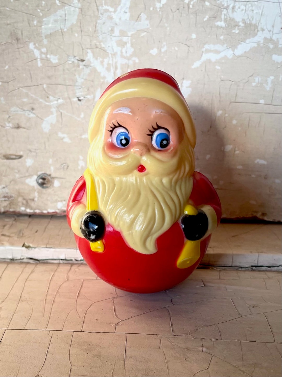 Vintage Roly Poly Santa Clause Christmas Rattle Toy - Etsy