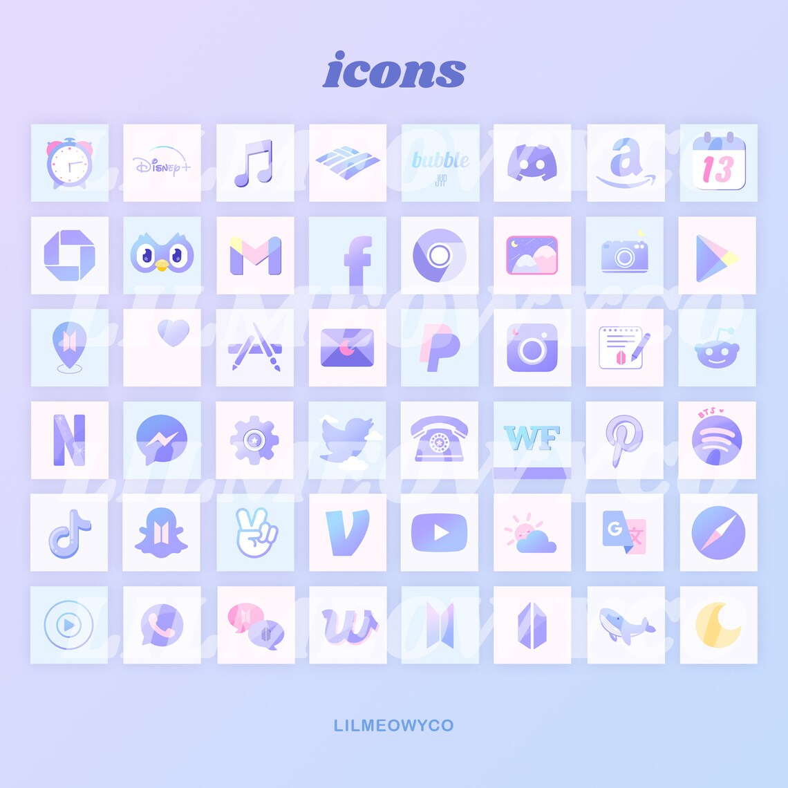 BTS Borahae Whale Phone Theme Ios, Tablet, Ipad, Android, iPhone Icons ...