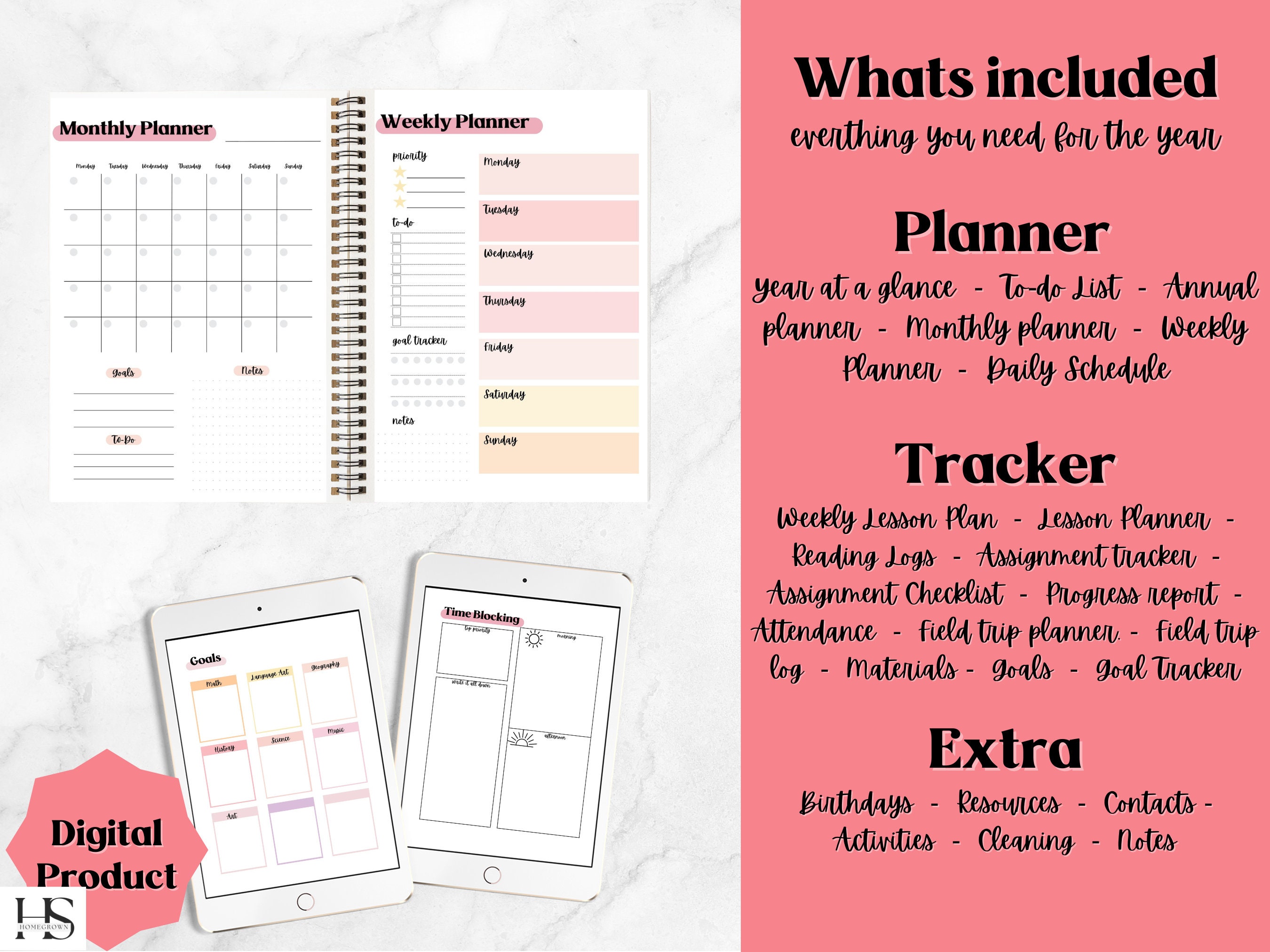 Comprehensive Homeschool Planner Printable for Teachers, Kindergarten ...