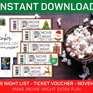 Family Movie Night / Movie List & Ticket Voucher Certificate December ...