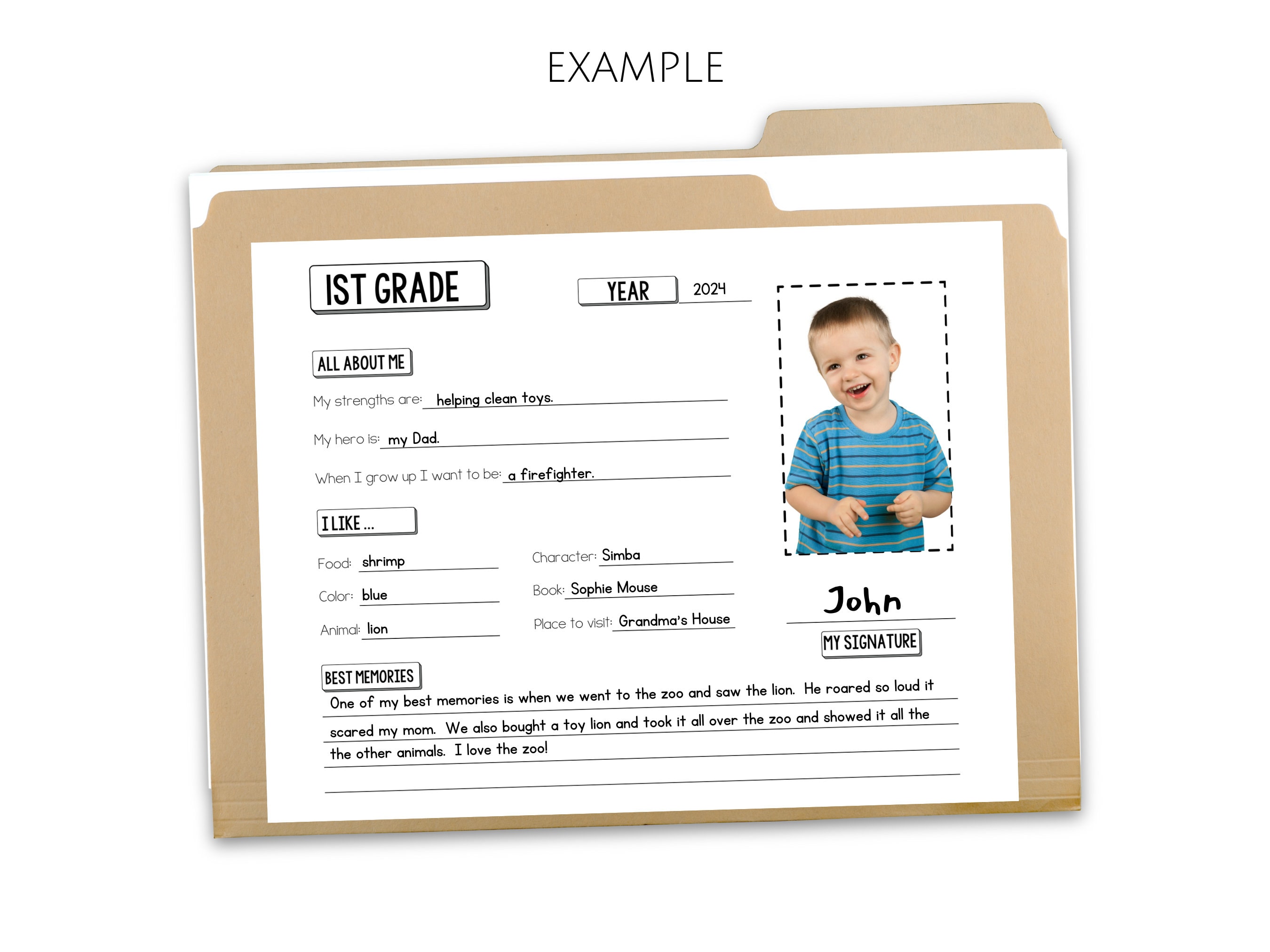 School Memory Folder - Kids' Document & Artwork Keepsake Organizer Kit ...