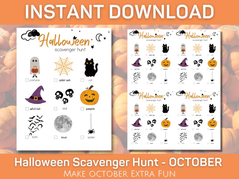 Halloween Scavenger Hunt Kids Halloween Game Printable - Etsy