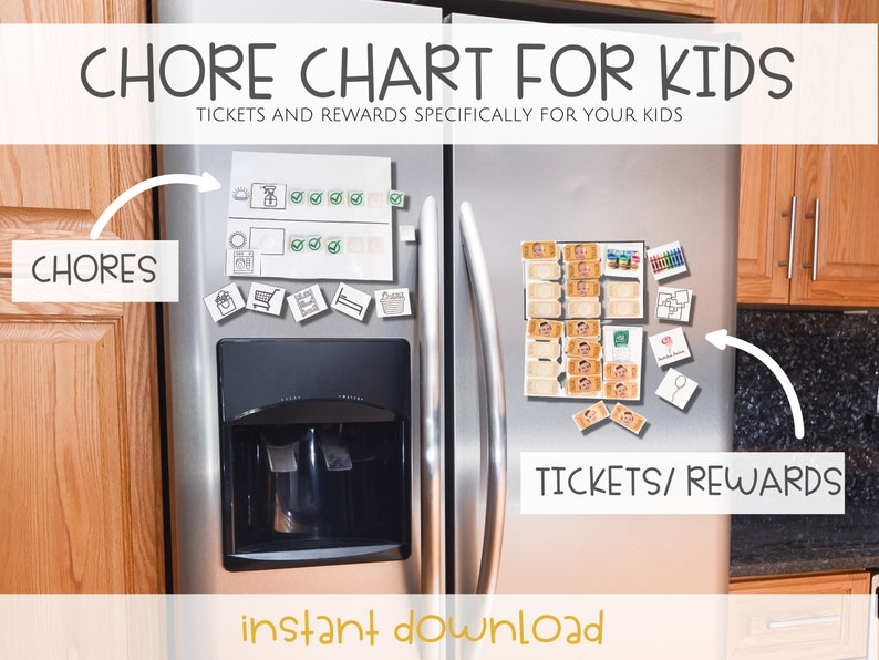 Printable Chore Chart and Reward System for Kids, Family Responsibility ...