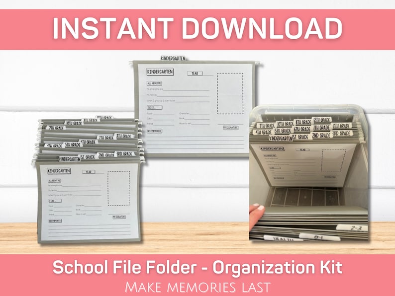 School Memory Folder - Kids' Document & Artwork Keepsake Organizer Kit ...