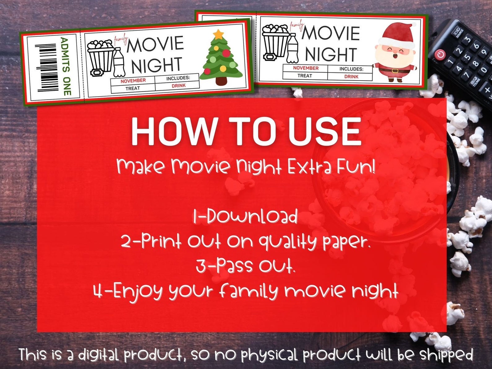 Family Movie Night / Movie List & Ticket Voucher Certificate December ...
