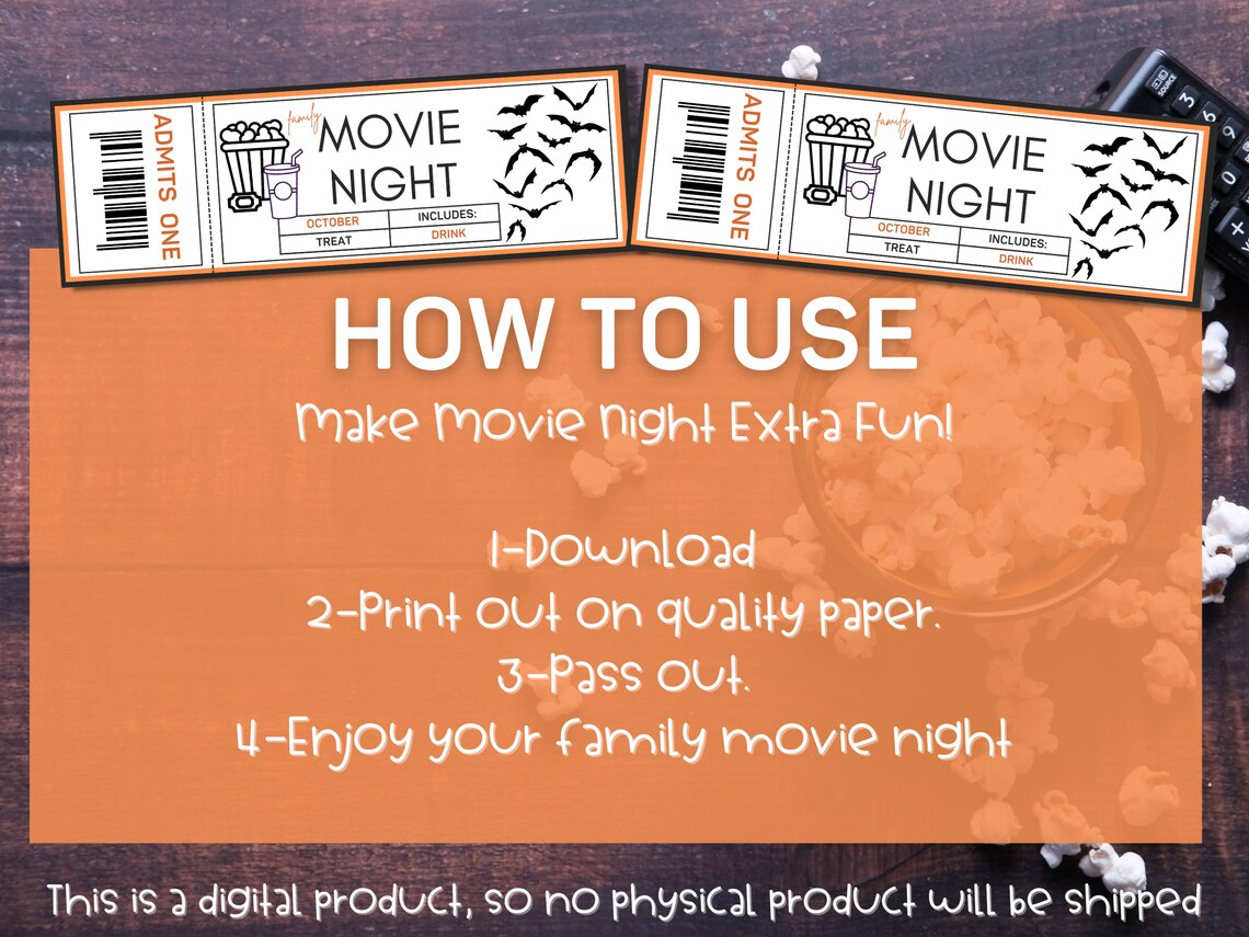 Family Movie Night Ticket Voucher Certificate Family - Etsy