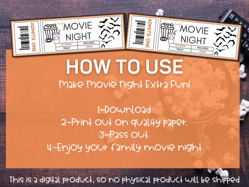 Family Movie Night Ticket Voucher Certificate Family - Etsy