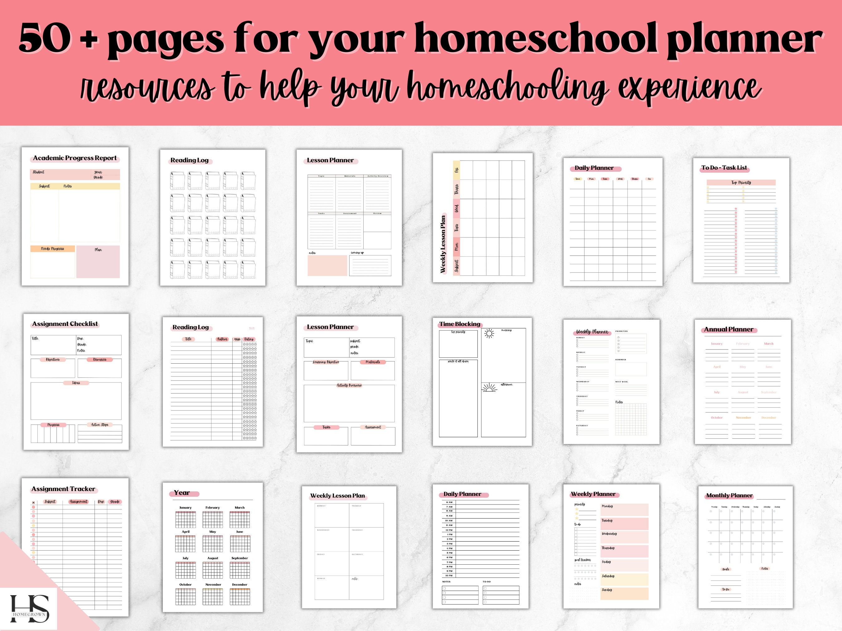 Comprehensive Homeschool Planner Printable for Teachers, Kindergarten ...