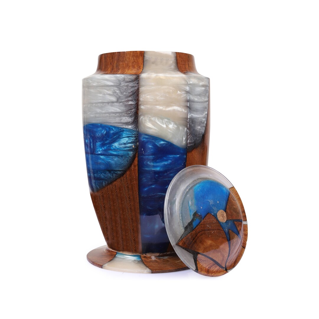 Handcrafted Rosewood Cremation Urn: Epoxy Resin Funeral Urn (220 Cubic ...