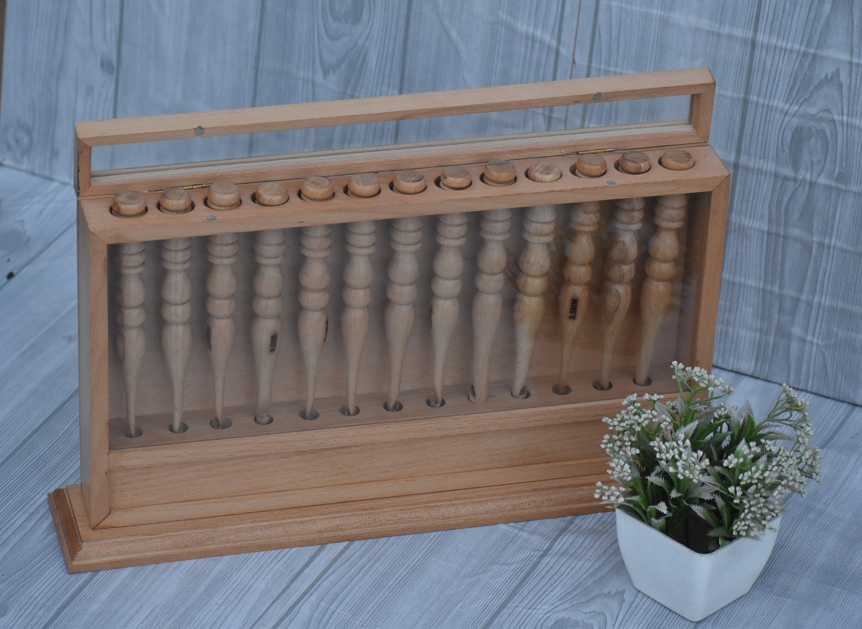 Wooden Crochet Hooks Stand New Design With Set of 13 3.5 - Etsy