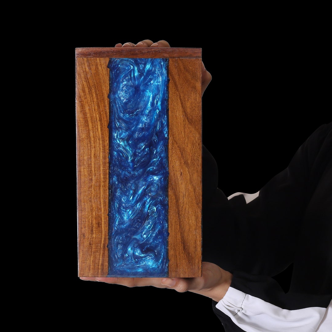 Simple Epoxy Urn for Human Ashes Blue Line Epoxy - Etsy