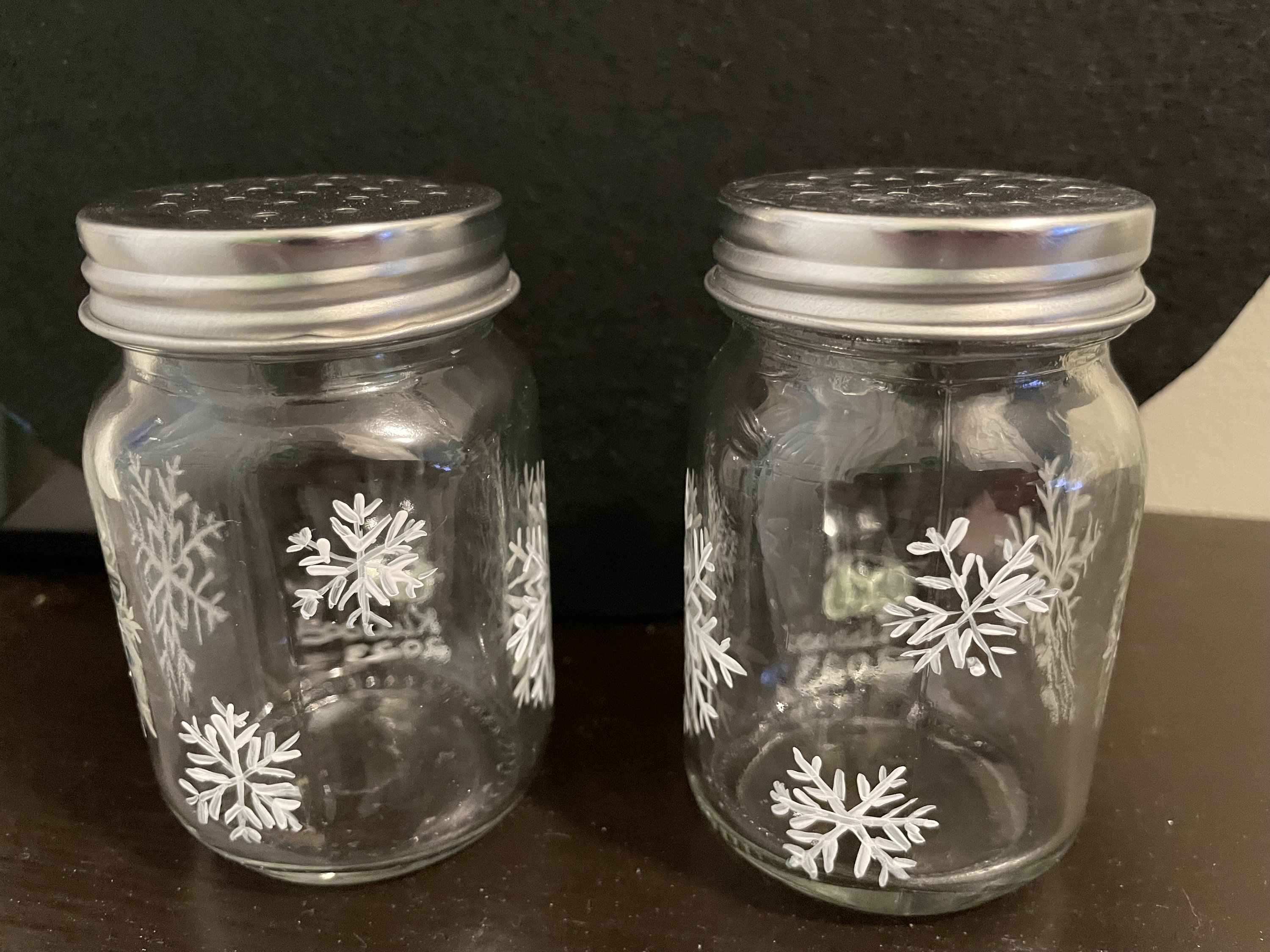 Salt and Pepper Shakers - Hand Painted Snowflakes - Etsy
