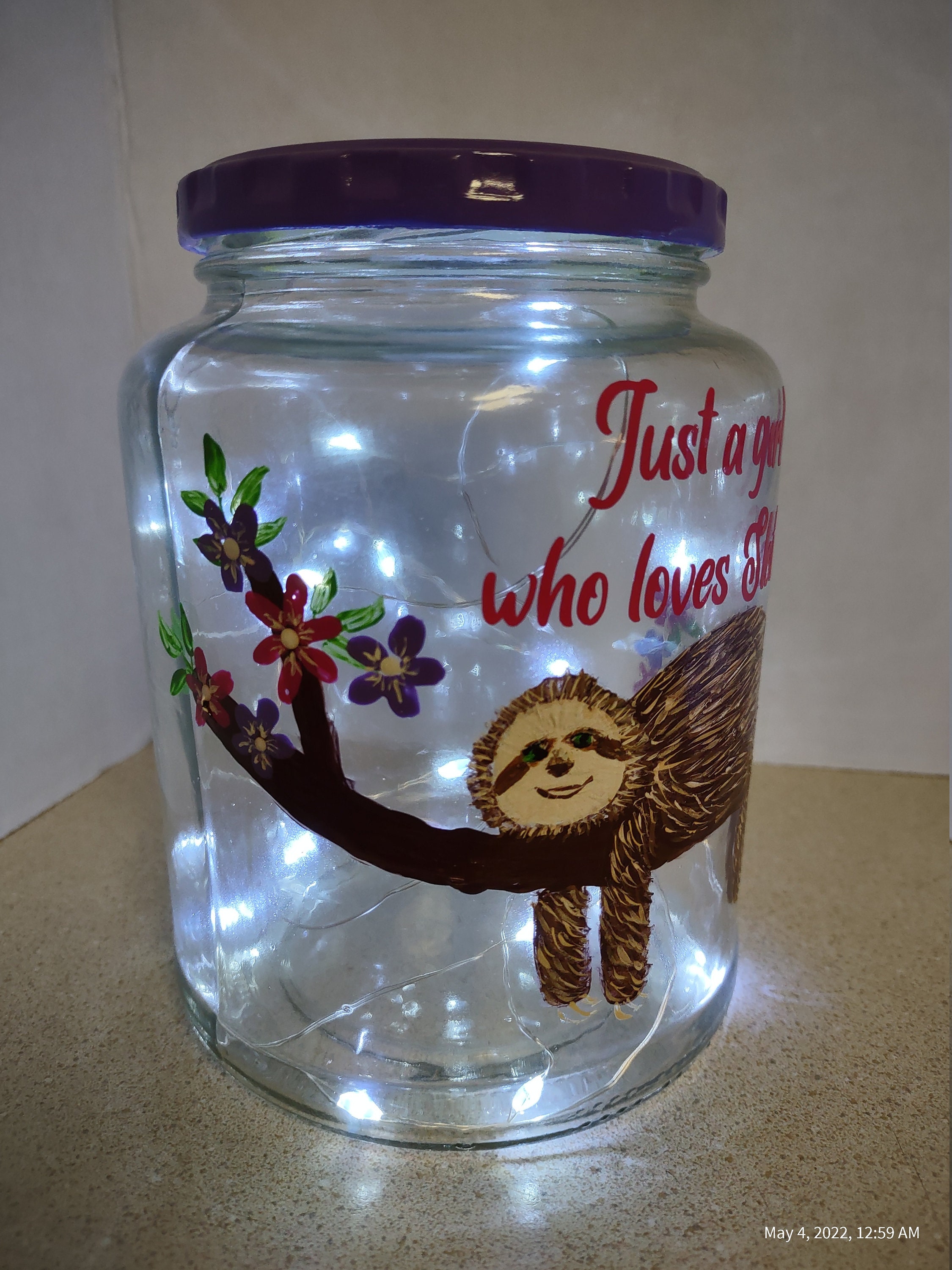 Sloth Glass Jars - Etsy