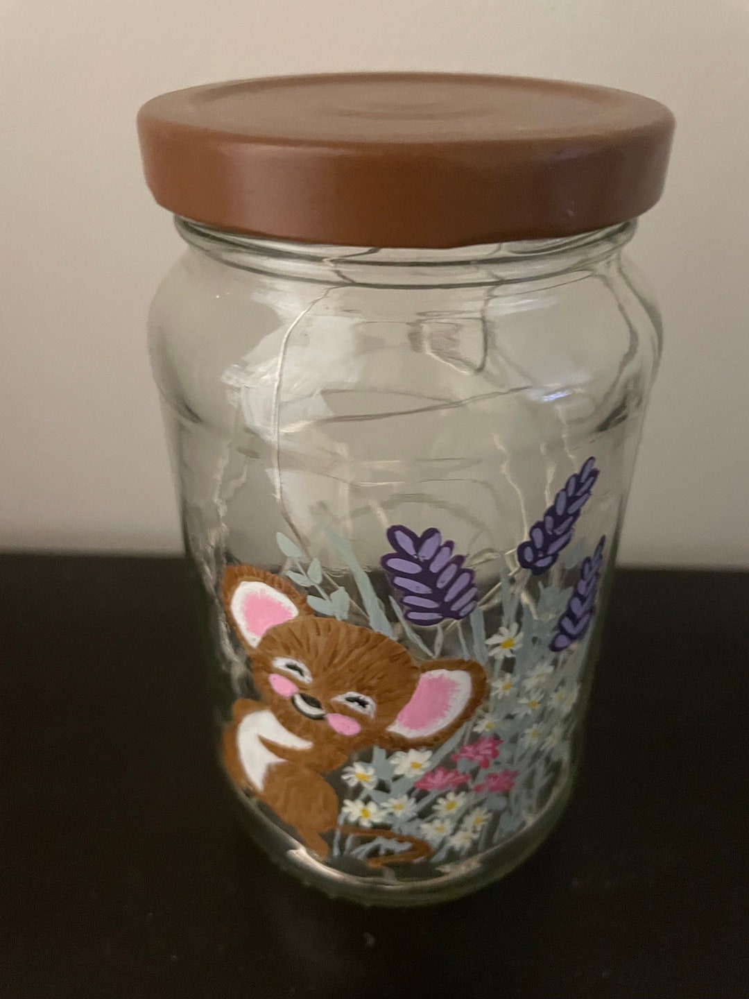 Hand Painted Mouse Lit Jar - Etsy