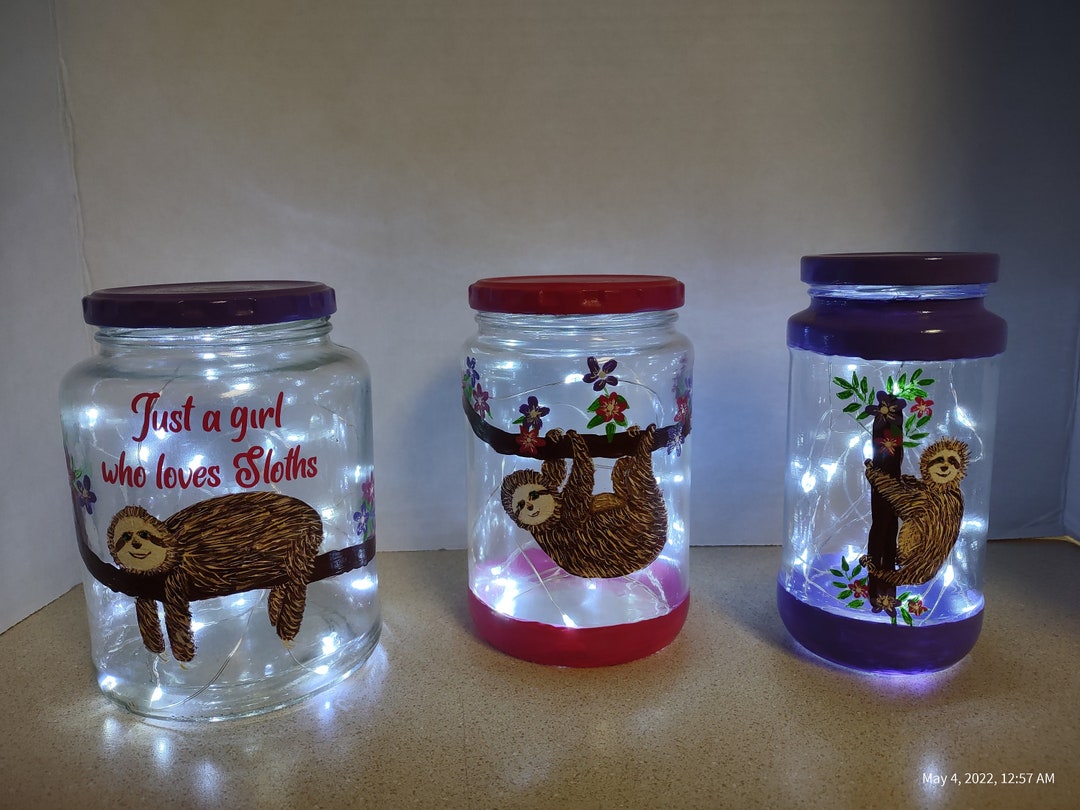 Sloth Glass Jars - Etsy