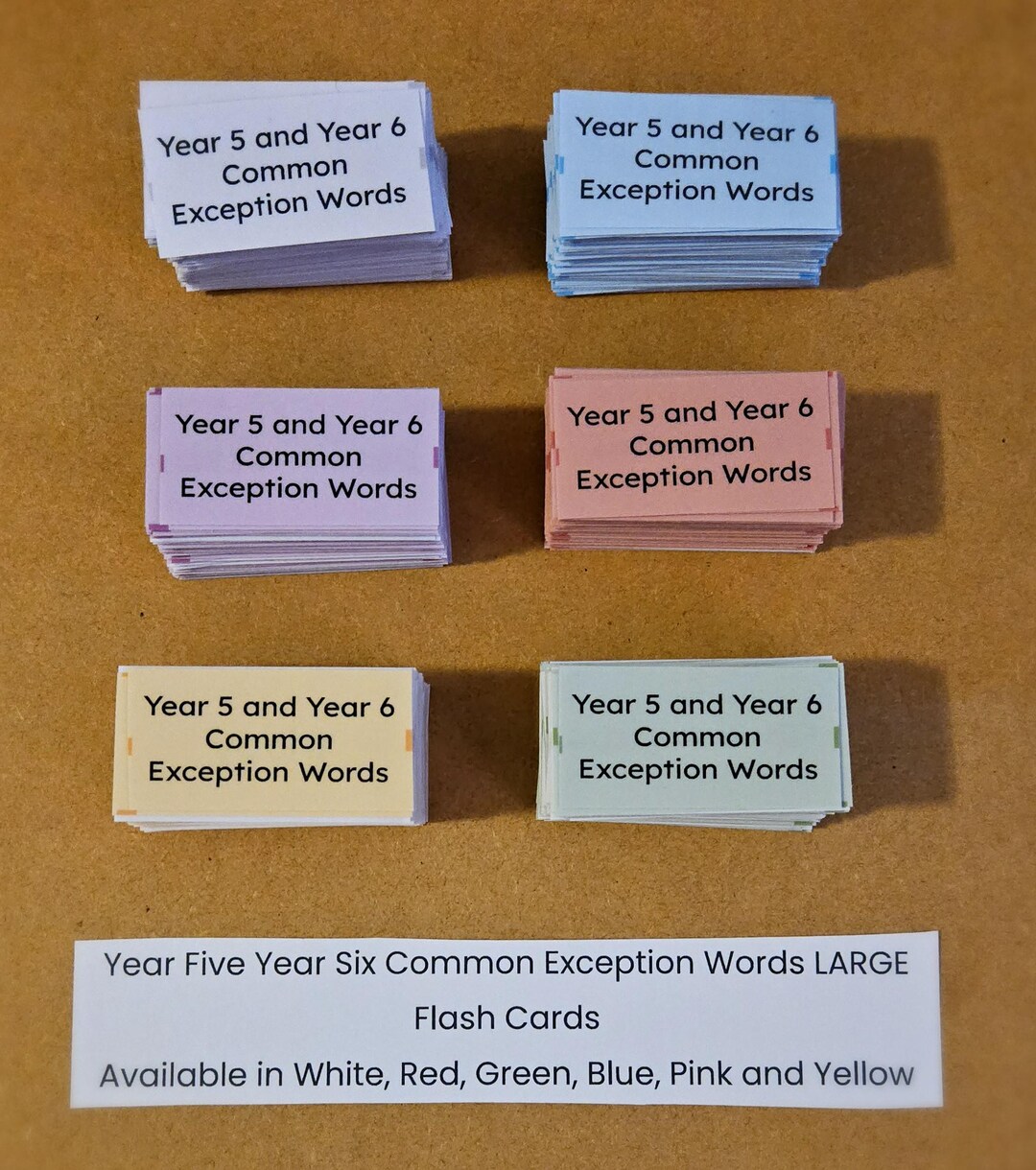 Year 5 and Year 6 LARGE Common Exception Spelling Words Flash Cards ...