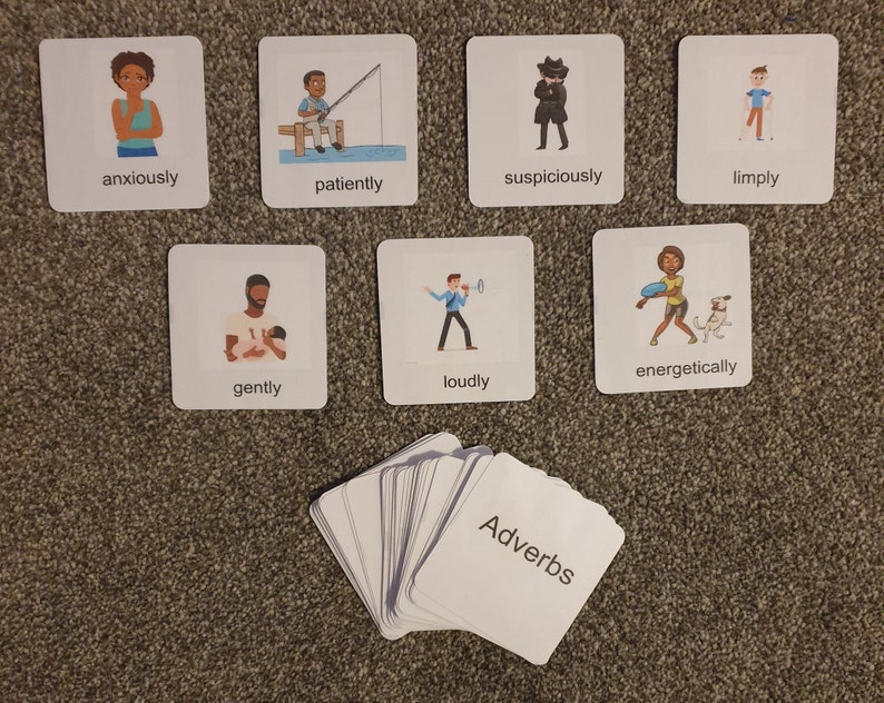 Adverbs Adjectives and Verbs Flashcards English Literacy - Etsy