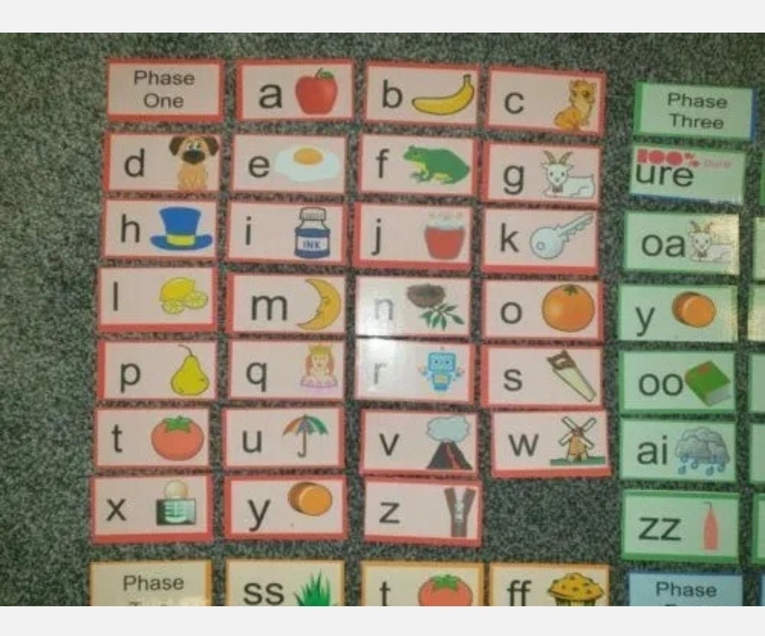 Phonics Flashcards Phases 12345 LARGE - Etsy UK
