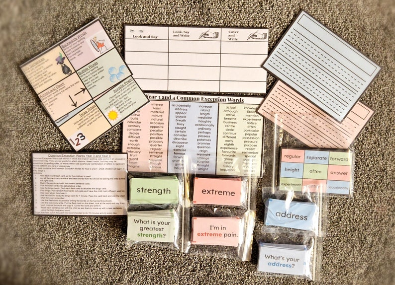 Year 3 and Year 4 LARGE Common Exception Words Activity Box - Etsy