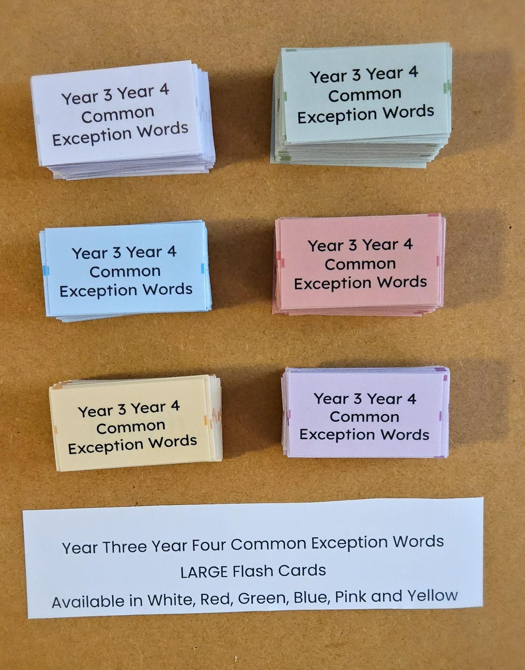 Year 3 and Year 4 LARGE Common Exception Spelling Words Flash Cards ...