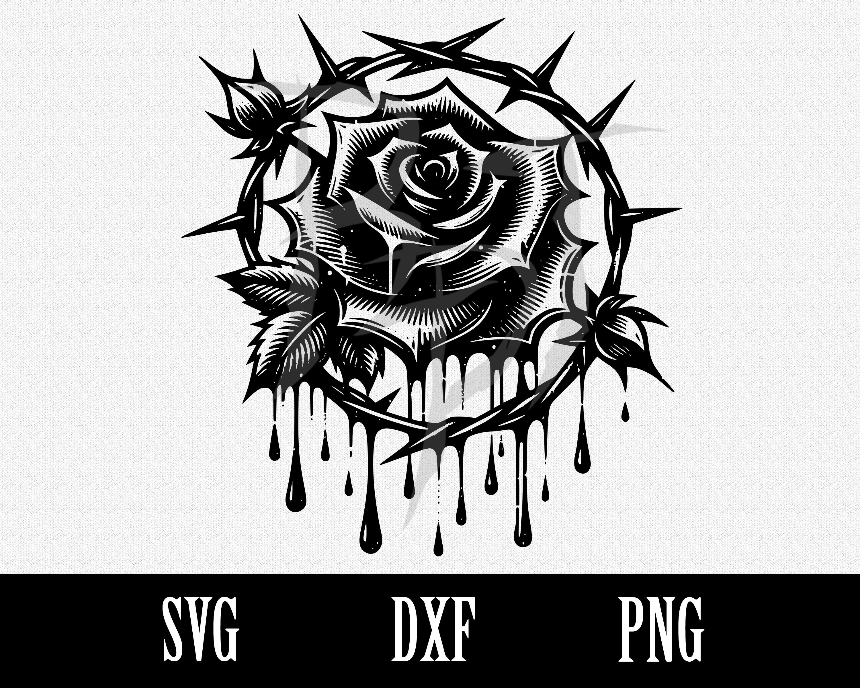 Gothic Rose Svg,thorny Rose,rose Png,rose Dxf,rose Clipart,digital ...