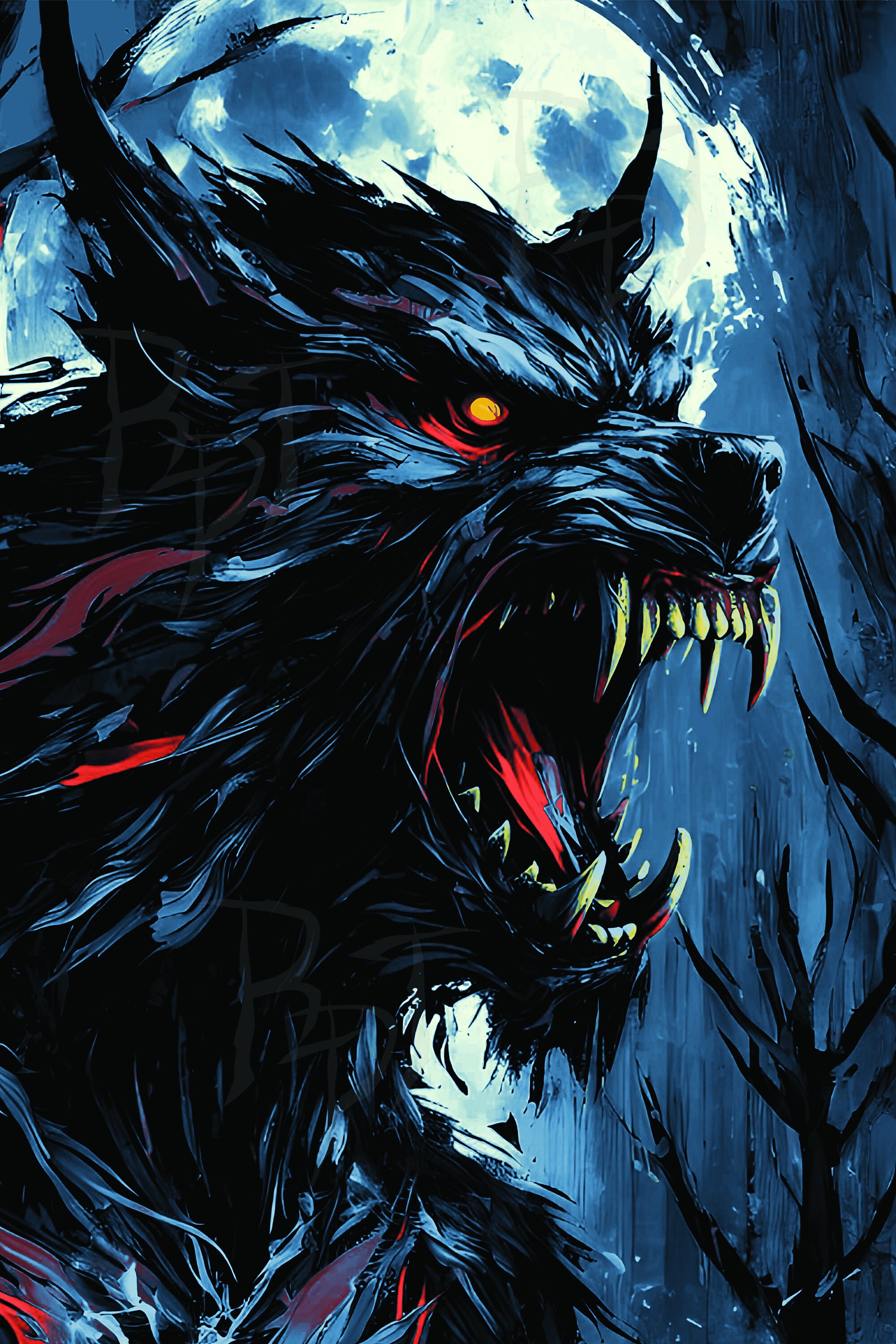 Werewolf Printable Poster,werewolf Wall Art,gothic Wall Art,large ...