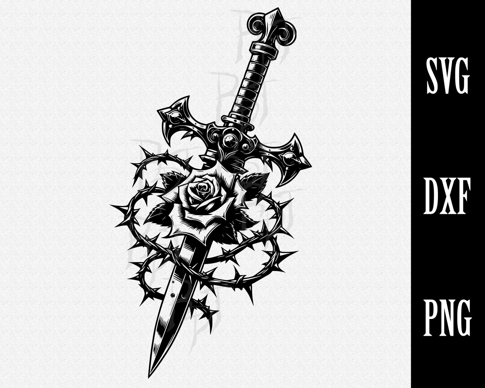 Gothic Dagger SVG ,gothic Rose,dagger Svg,dagger Png,dagger Dxf,dagger ...