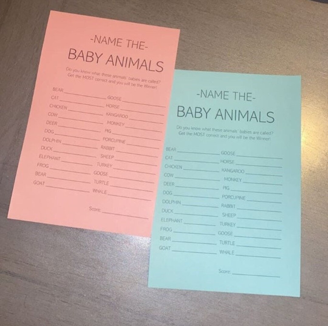 Minimalist Printable Digital Baby Shower Game - Guess the Baby Animal ...