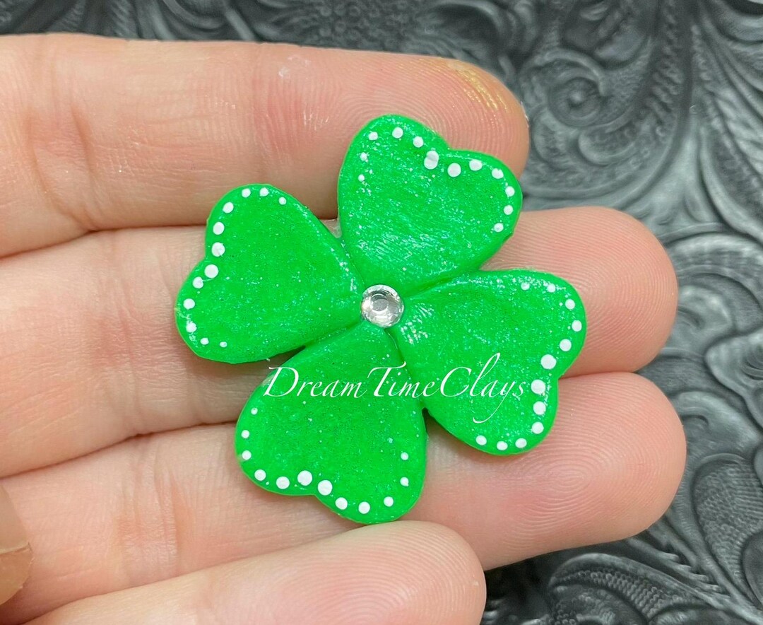 4 Leaf Clover Clay Bow Center Embellishment - Etsy