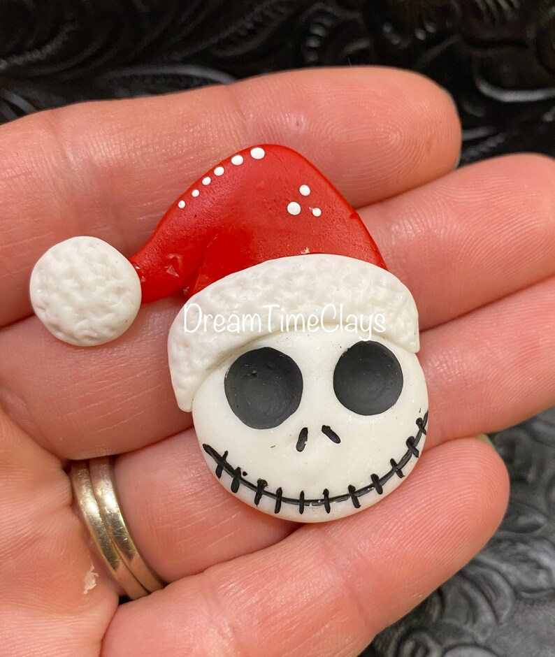 Santa Hat Skeleton Clay Bow Center Embellishment - Etsy