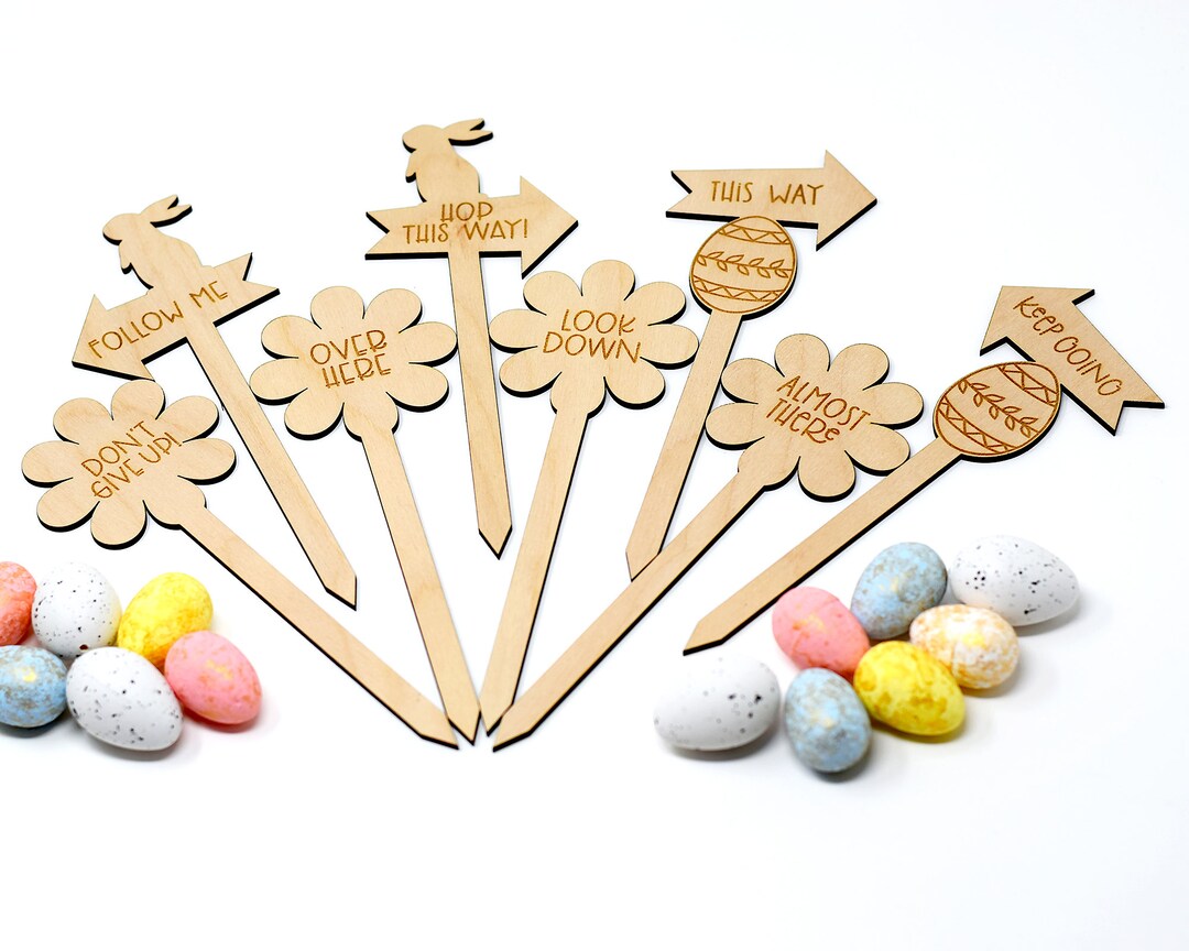 Wooden Easter Egg Hunt Signs, Easter Party Games, Easter Trail Props ...