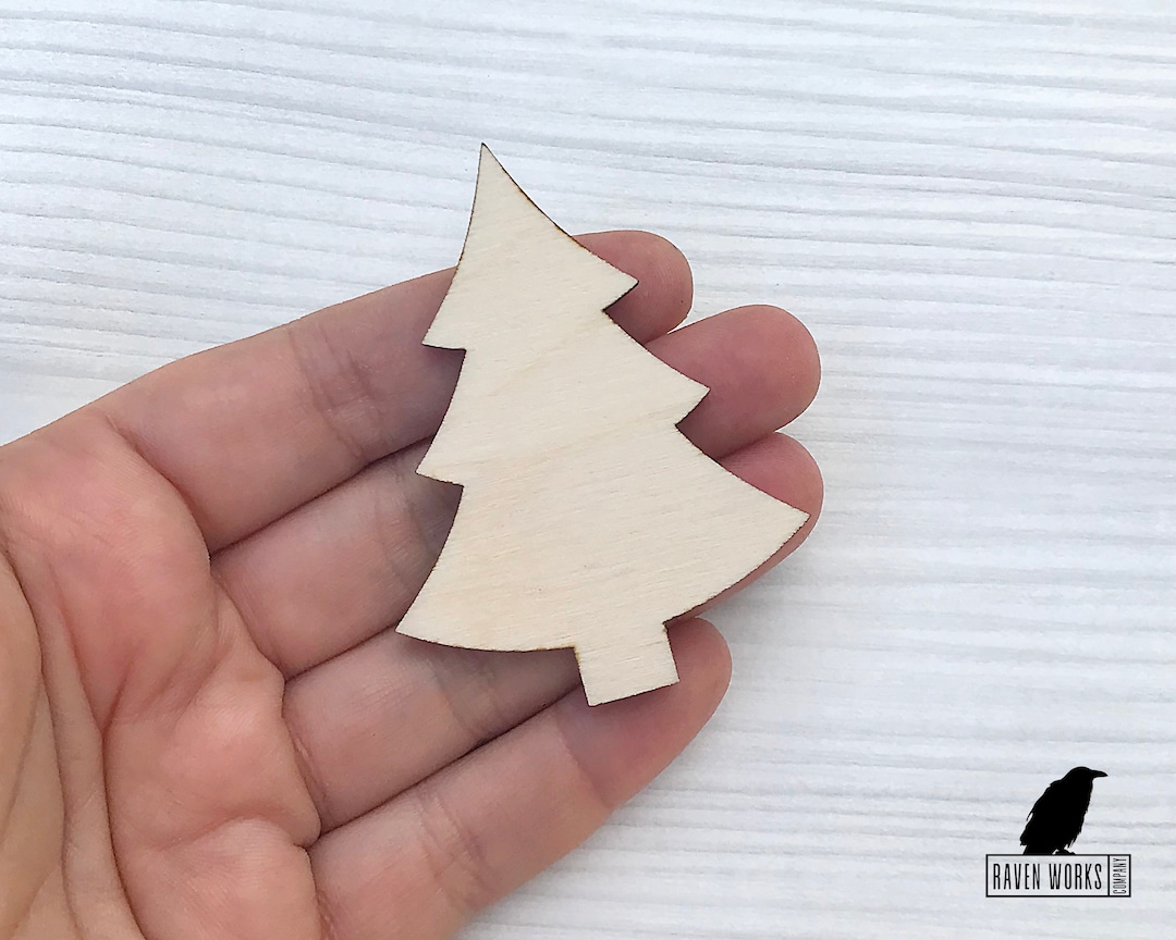 Wooden Christmas Tree Cutout, 5 Pcs Wooden Tree Shapes, Wooden Shapes ...