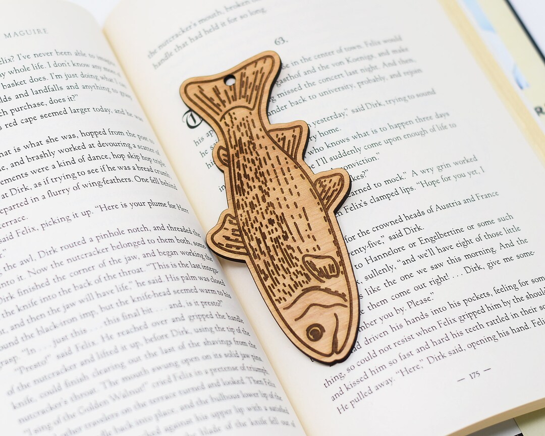 Fish Bookmark Gag Gift Maple Wood Bookmark Book Lover Gift - Etsy