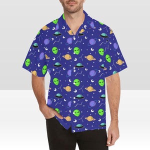 Outer Space Button-up Shirt | Unisex Quirky Fashion | Hawaiian Shirt ...