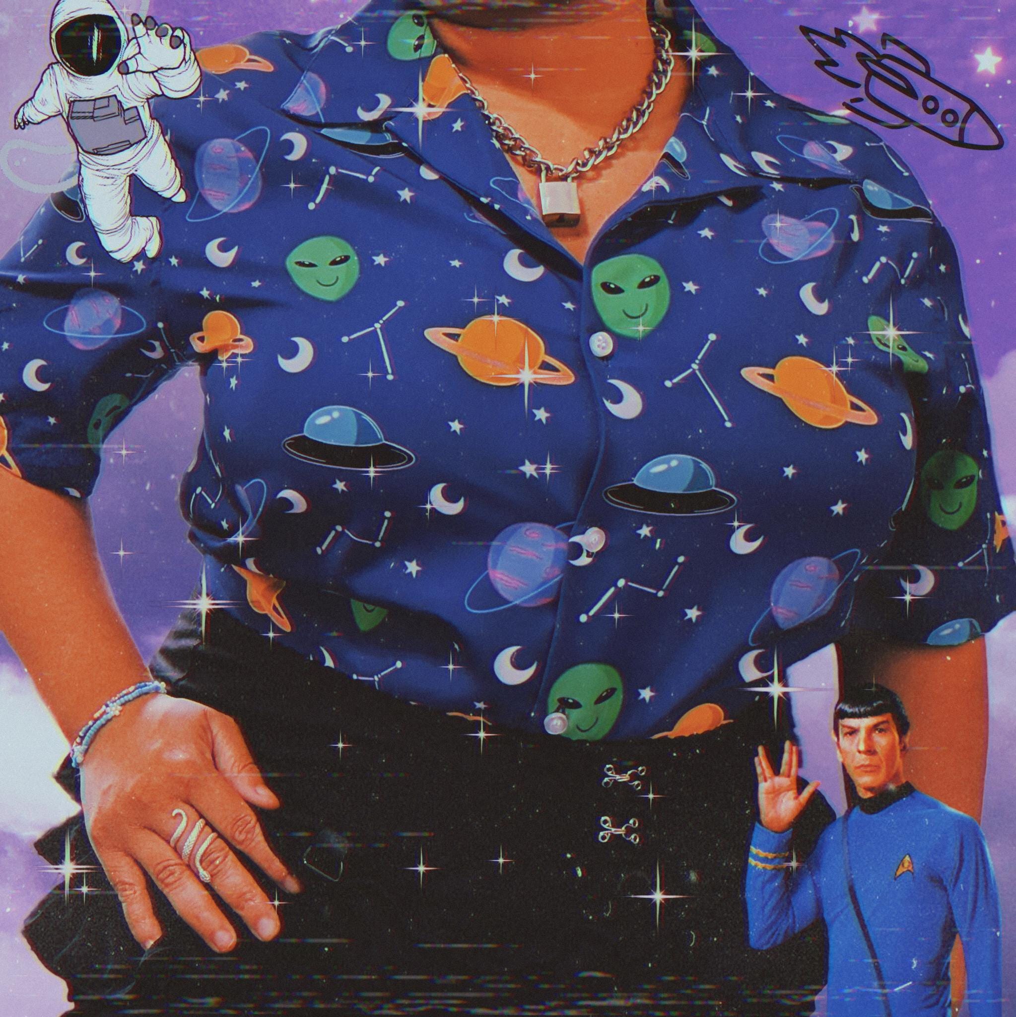 Outer Space Button-up Shirt | Unisex Quirky Fashion | Hawaiian Shirt ...