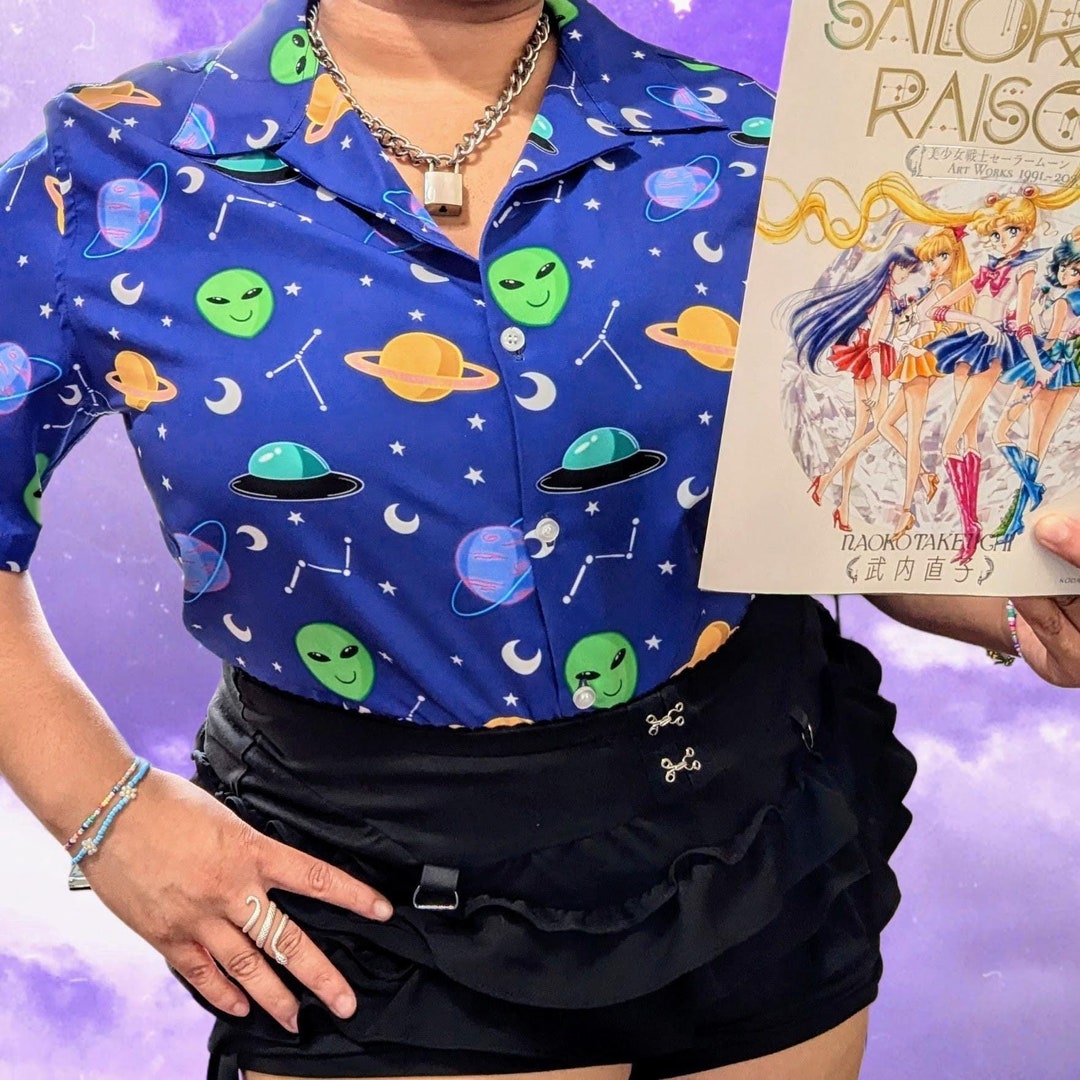 Outer Space Button-up Shirt | Unisex Quirky Fashion | Hawaiian Shirt ...